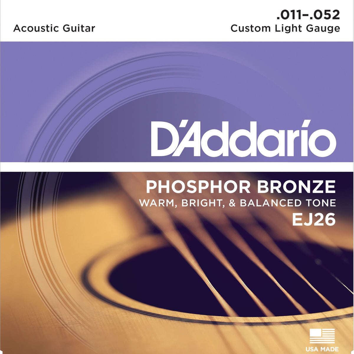 Se Daddario EJ26 Phosphor Bronze Guitarstrenge (Custom Light 11-52) her ...